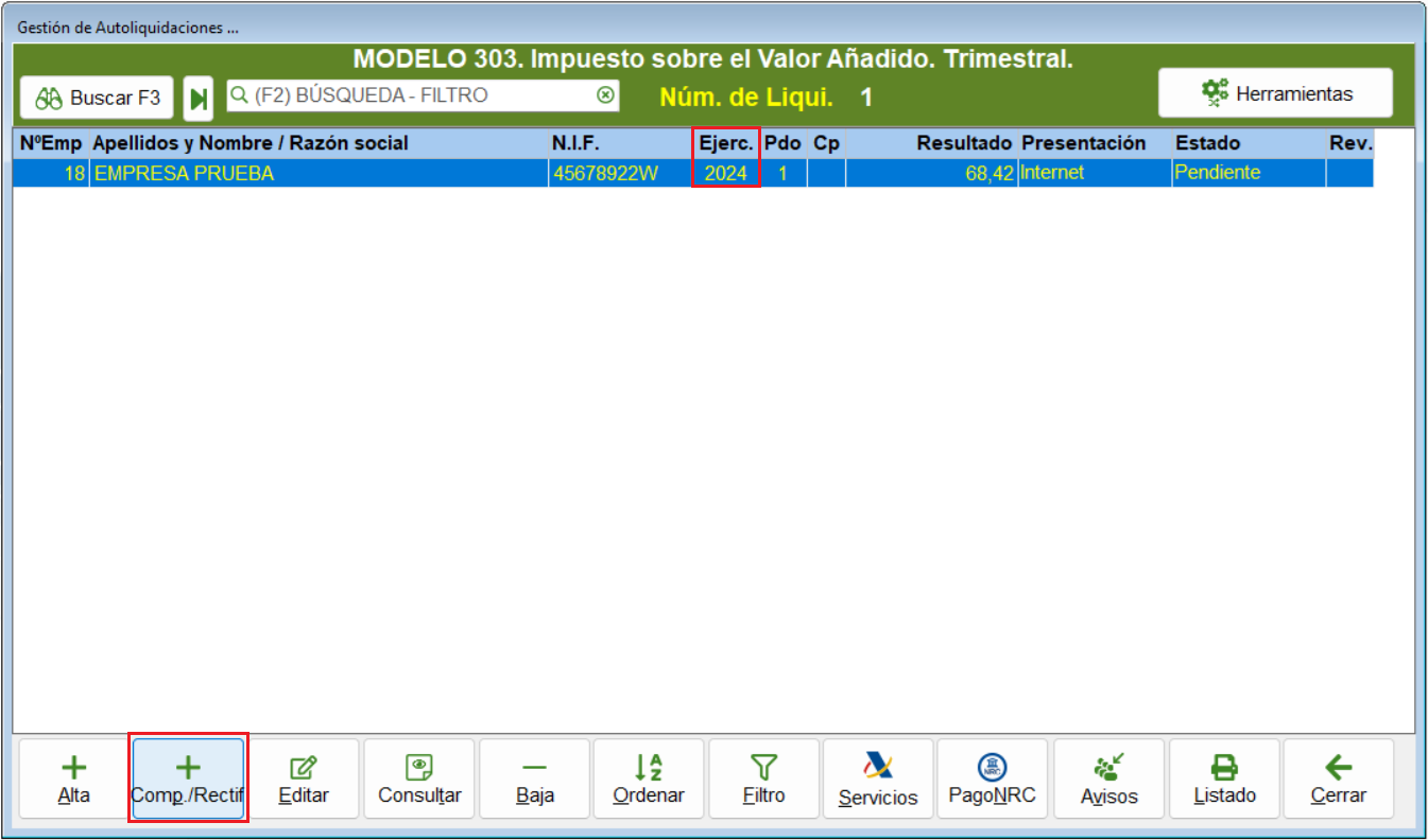 Modelo 303. Declaración Complementaria / Rectificativa – Aplifisa