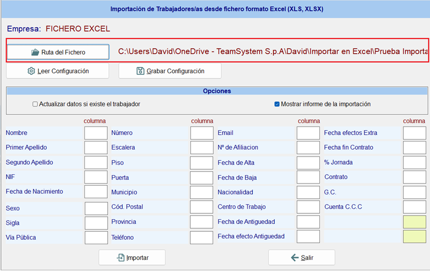 Importar Trabajadores desde Fichero EXCEL© – Aplifisa