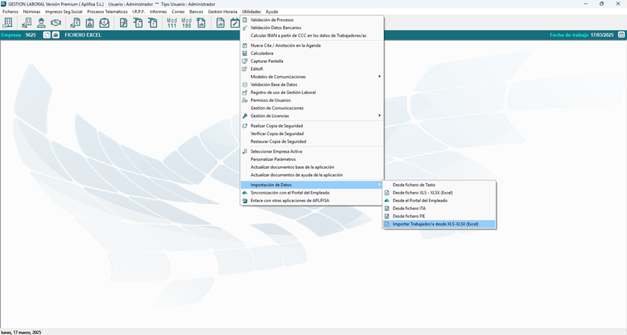 Importar Trabajadores desde Fichero EXCEL© – Aplifisa