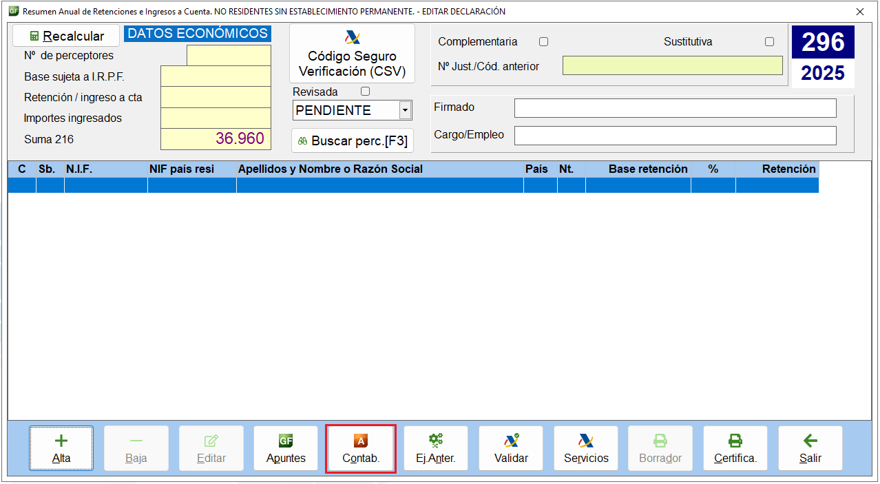 Modelo 296. Declaración Informativa. Retenciones e ingresos a cuenta ...