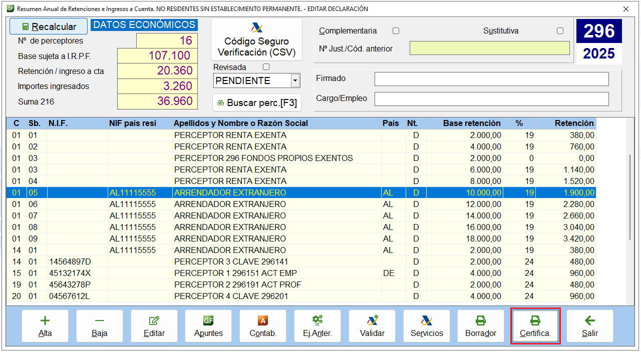Modelo 296. Declaración Informativa. Retenciones e ingresos a cuenta ...